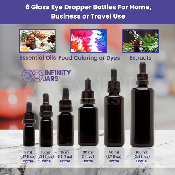 Glass Eye Dropper 6 Bottle Variety Pack – Infinity Jars